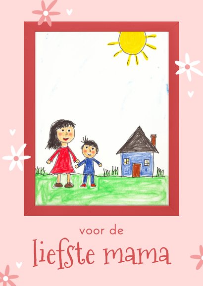 Moederdagkaartje roze met eigen tekening | Kaartje2go