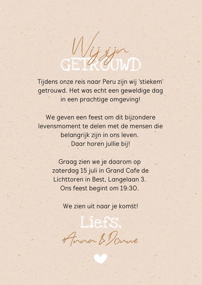 Pas getrouwd stijlvolle lijntekening verliefd | Kaartje2go