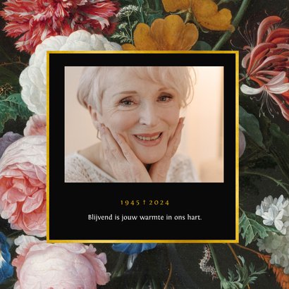 Rouwkaart barok klassieke bloemen Jan Davidsz | Kaartje2go