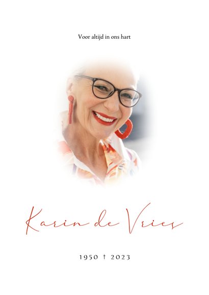 Rouwkaart neutraal met foto ovaal - Rouwkaarten | Kaartje2go