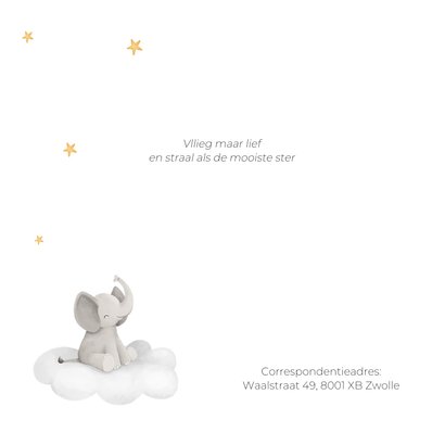 Rouwkaart overlijden kind baby olifantje | Kaartje2go