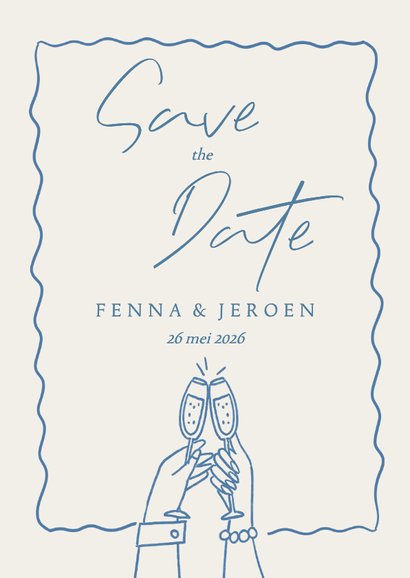 Save the Date kaart doodle tekening armen met | Kaartje2go
