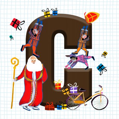 Sinterklaas kaart met chocolade-letter C | Kaartje2go