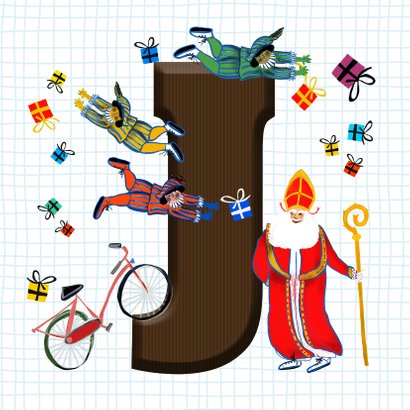 Sinterklaas kaart met chocolade-letter J | Kaartje2go