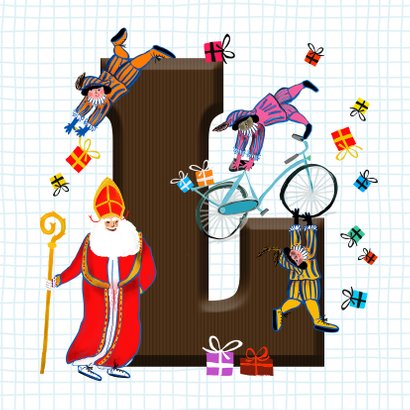 Sinterklaas kaart met chocolade-letter L | Kaartje2go