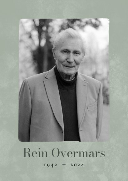 Stijlvol bidprentje groene waterverf met foto | Kaartje2go