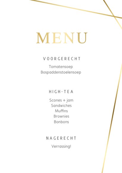 Stijlvolle menukaart communie met gouden | Kaartje2go