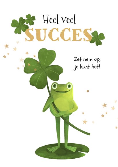 Succes kaart kikker klavertje vier examens je | Kaartje2go