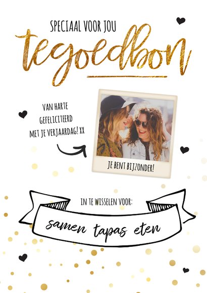 Tegoedbon met goud en foto - Tegoedbon maken | Kaartje2go