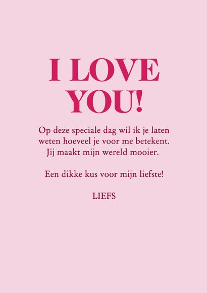Trendy roze fotokaartje met rode kusjes kader | Kaartje2go