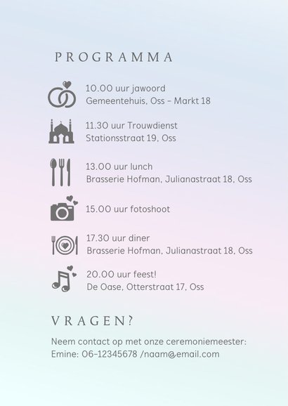 Trouwkaart uitnodiging met eigen foto en | Kaartje2go