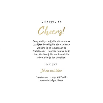 Uitnodiging borrel cheers met proostende glazen | Kaartje2go