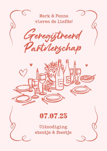 Uitnodiging geregistreerd partnerschap etentje | Kaartje2go