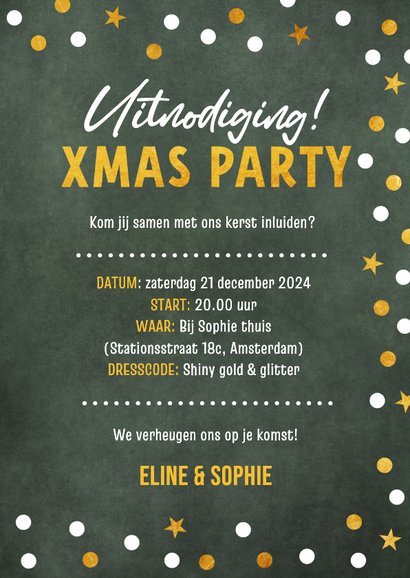 Uitnodiging kerst feestje met confetti en | Kaartje2go