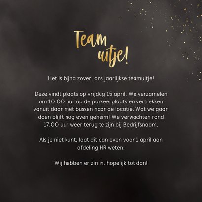 Uitnodiging teamuitje stijlvol met gouden | Kaartje2go