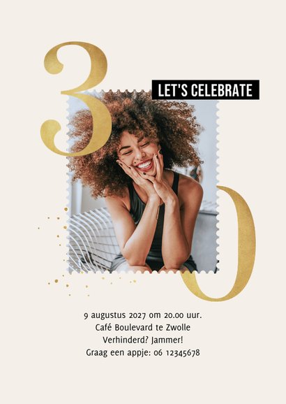 Uitnodiging verjaardag 30 jaar goud stijlvol | Kaartje2go Uitnodiging verjaardag 30 jaar goud stijlvol | Kaartje2go