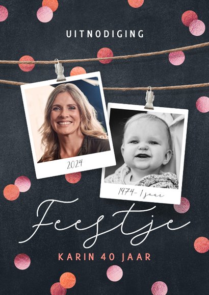 Uitnodiging verjaardag feest vrouw met foto | Kaartje2go