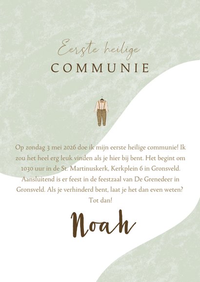 Uitnodiging voor eerste communie jongen met | Kaartje2go