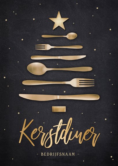 Uitnodiging zakelijk kerstdiner met bestek in | Kaartje2go