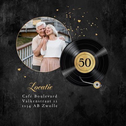 Uitnodigingskaart jubileum LP plaat muziek | Kaartje2go
