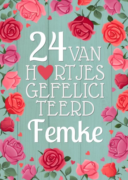 Van hartjes gefeliciteerd rozen | Kaartje2go