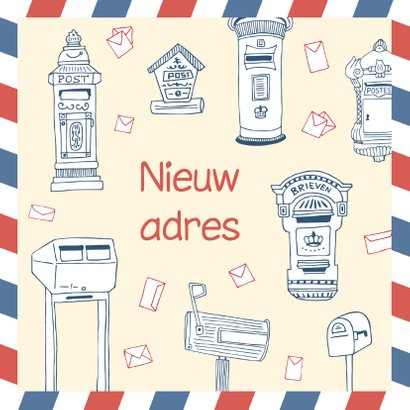 Verhuiskaart tekening brievenbus | Kaartje2go