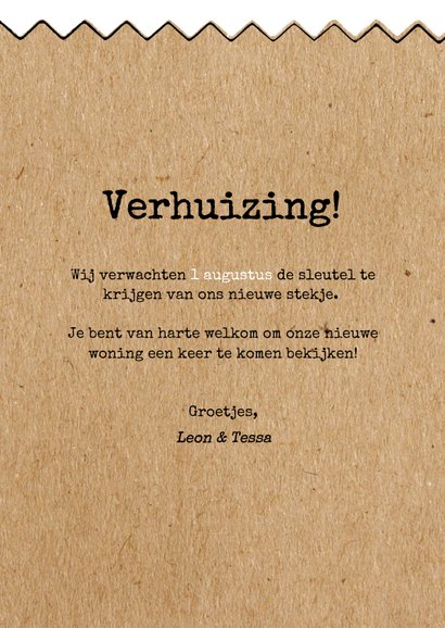 Verhuiskaart voor adreswijziging kraft look | Kaartje2go