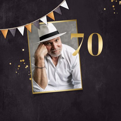 Verjaardagskaart 70 cijfer fotocollage slingers | Kaartje2go