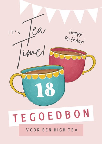 Verjaardagskaart high tea thee tegoedbon | Kaartje2go