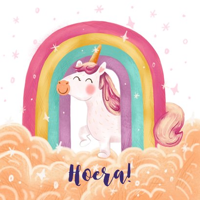 Verjaardagskaart lieve eenhoorn met regenboog | Kaartje2go