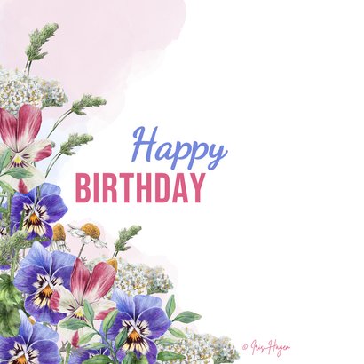 Verjaardagskaart met een groot boeket bloemen | Kaartje2go