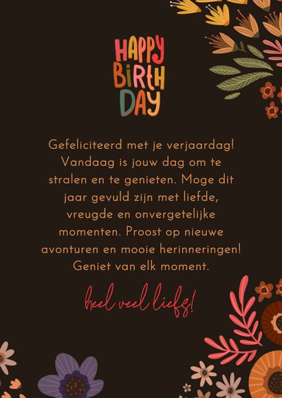 Verjaardagskaart oranje bloemetjes met tekst | Kaartje2go