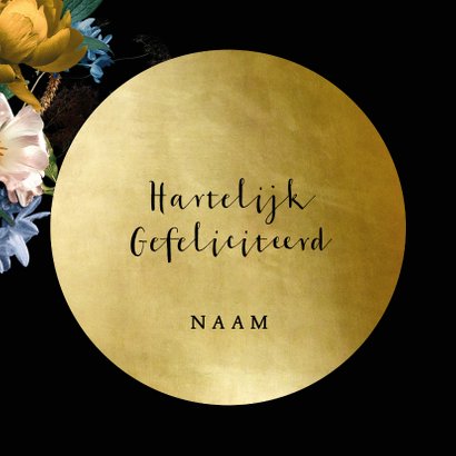 Verjaardagskaart prachtig boeket bloemen goud | Kaartje2go