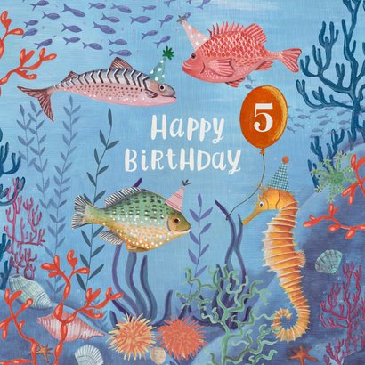 Verjaardagskaart vissen in de oceaan zee | Kaartje2go