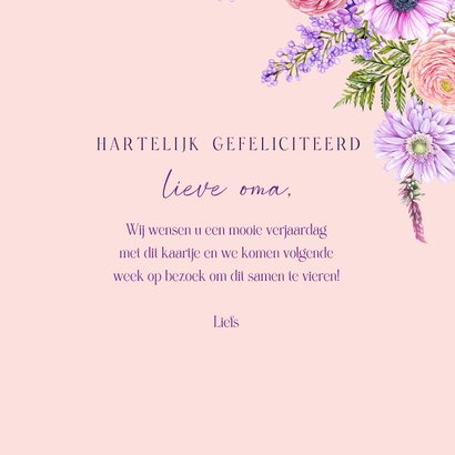 Verjaardagskaart voor oma bloemen boeket | Kaartje2go