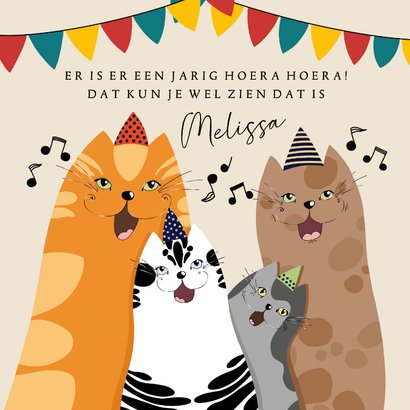 Verjaardagskaart- Zingende katten | Kaartje2go