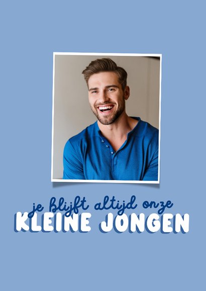 Verjaardagskaartje blauw met babyfoto voor een | Kaartje2go