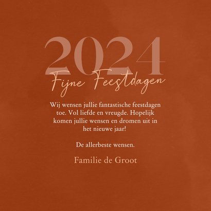 Waterverf kerstkaartje roest rood met jaartal | Kaartje2go