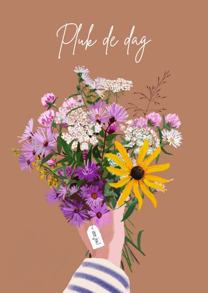 Wenskaart pluk de dag boeket - Wenskaarten | Kaartje2go