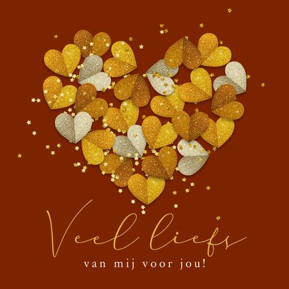 Wenskaart veel liefs hartjes glitter zomaar | Kaartje2go