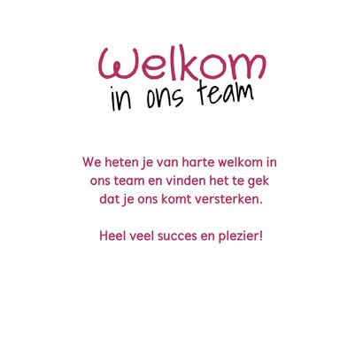 Wenskaartje welkom in ons team - Wenskaarten | Kaartje2go