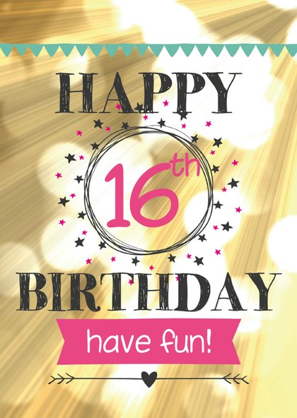 Verjaardagskaart 16 jaar jongen of meisje | Kaartje2go