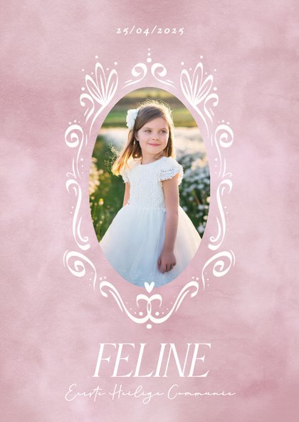 Klassieke bedankkaart roze waterverf met kader | Kaartje2go