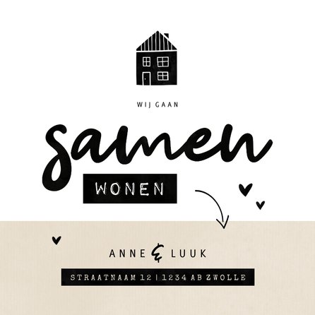 Samenwonen kaart | Verhuiskaarten: vier jullie nieuwe stek