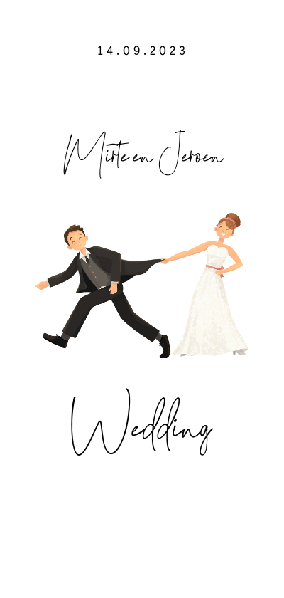 Menukaart bruiloft humor grappig bruidspaar | Kaartje2go