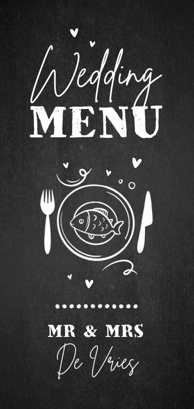 Menukaart krijtbord diner gerecht doodle goud | Kaartje2go