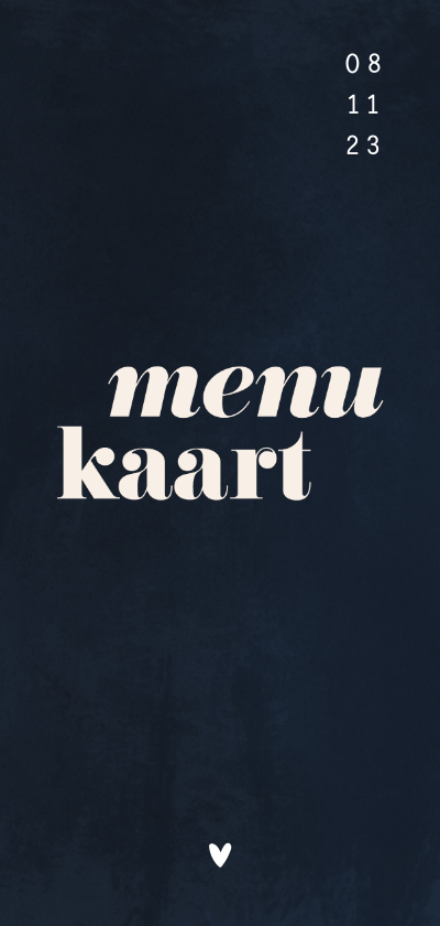 Stijlvolle menukaart donkerblauw met goud | Kaartje2go