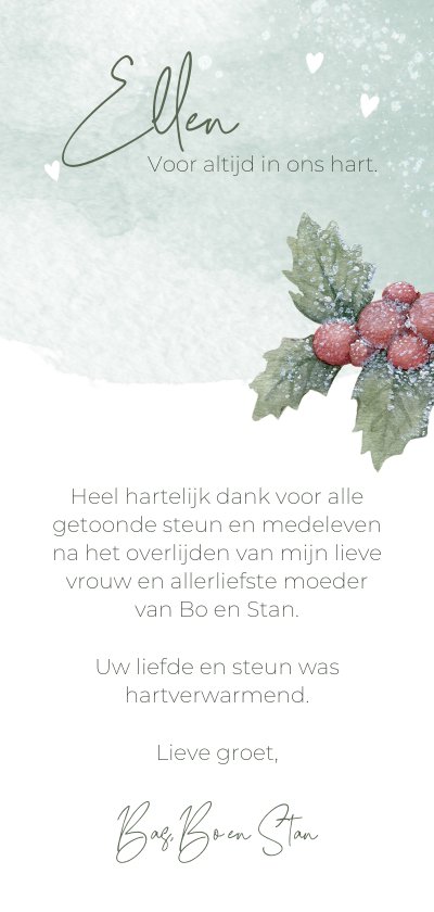 Bedankkaart overlijden muisje met hart | Kaartje2go