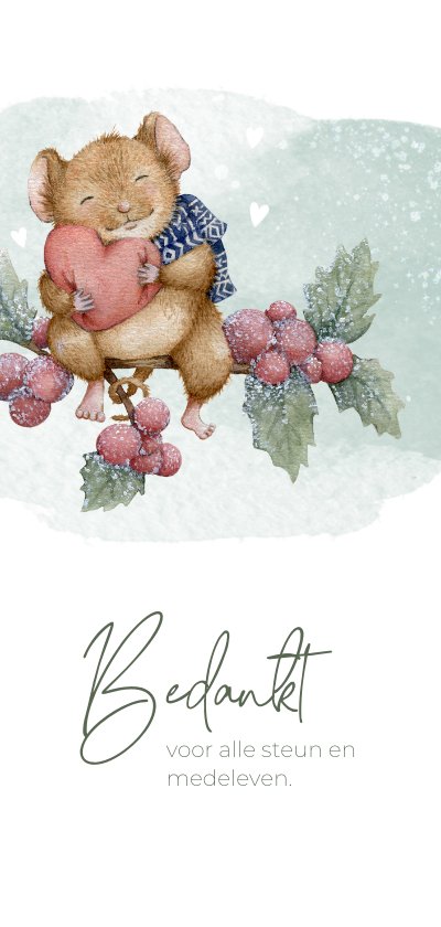 Bedankkaart overlijden muisje met hart | Kaartje2go