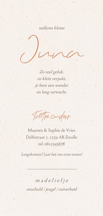 Geboortekaartje met madeliefje geboortebloem | Kaartje2go